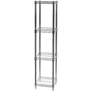 shelving inc. 12" d x 12" w x 64" h chrome wire shelving with 4 tier shelves, weight capacity 800lbs per shelf