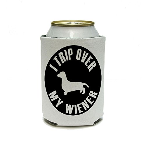 I TRIP OVER MY WIENER DACHSHUND Can Cooler - Drink Insulator - Beverage Insulated Holder