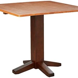 International Concepts Square Dual Drop Leaf Dining Table, 36", Cinnamon/Espresso