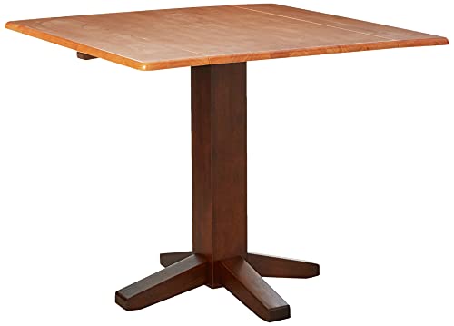 International Concepts Square Dual Drop Leaf Dining Table, 36", Cinnamon/Espresso