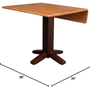 International Concepts Square Dual Drop Leaf Dining Table, 36", Cinnamon/Espresso