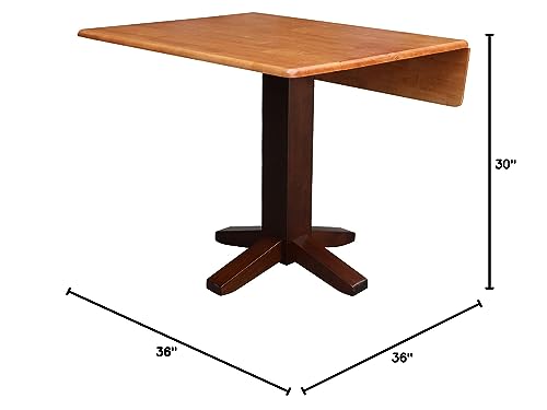 International Concepts Square Dual Drop Leaf Dining Table, 36", Cinnamon/Espresso