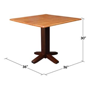 International Concepts Square Dual Drop Leaf Dining Table, 36", Cinnamon/Espresso