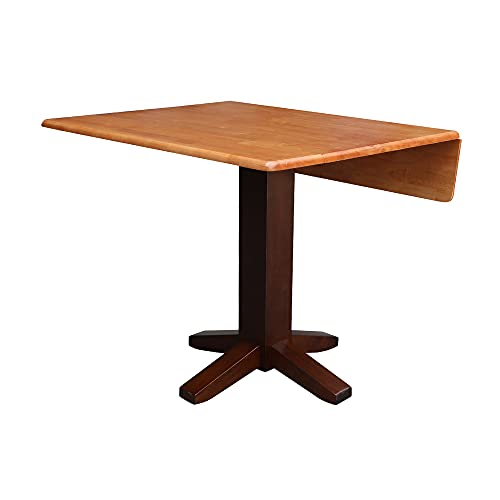 International Concepts Square Dual Drop Leaf Dining Table, 36", Cinnamon/Espresso