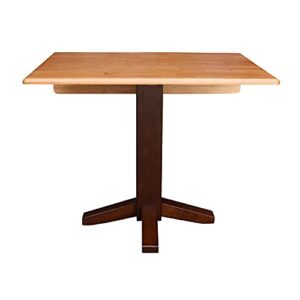 International Concepts Square Dual Drop Leaf Dining Table, 36", Cinnamon/Espresso