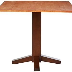 International Concepts Square Dual Drop Leaf Dining Table, 36", Cinnamon/Espresso