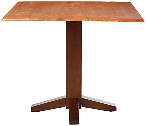 International Concepts Square Dual Drop Leaf Dining Table, 36", Cinnamon/Espresso