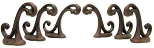 coat hat hooks cast iron lot set of 6 double hook 3.5 inch antique vintage style