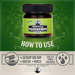 Uncle Harry's Spearmint Sensitive Teeth Whitening Toothpaste Polish | Natural SLS Free Toothpaste Freshens Breath & Promotes Enamel | Toothpaste Fluoride Free