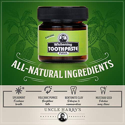 Uncle Harry's Spearmint Sensitive Teeth Whitening Toothpaste Polish | Natural SLS Free Toothpaste Freshens Breath & Promotes Enamel | Toothpaste Fluoride Free