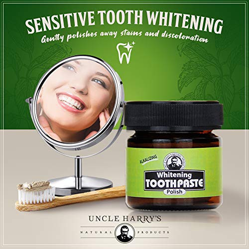 Uncle Harry's Spearmint Sensitive Teeth Whitening Toothpaste Polish | Natural SLS Free Toothpaste Freshens Breath & Promotes Enamel | Toothpaste Fluoride Free