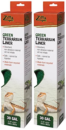 (2 Pack) Zilla Reptile Terrarium Bedding Substrate Liner, Green - 30 Gallon