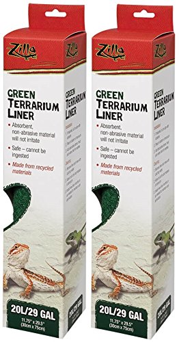 (2 Pack) Zilla Reptile Terrarium Bedding Substrate Liner, Green - 29 Gallon