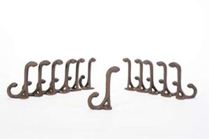 coat hat hooks cast iron lot set of 12 double hook 3.25" antique vintage style