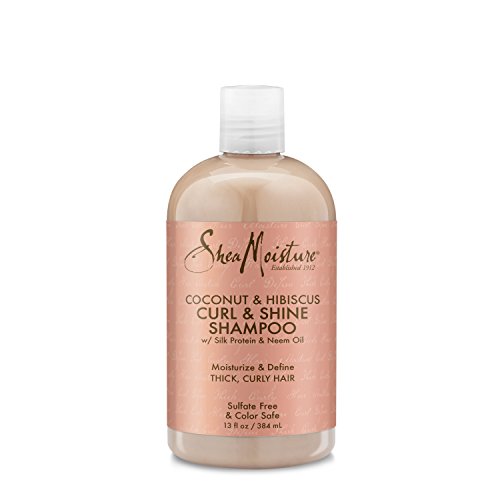 Shea Moisture Shampoo and Conditioner Set, Coconut and Hibiscus Curl & Shine 13-oz ea Bundled with Curl Enhancing Smoothie 12-oz. Curly Hair Products with Coconut Oil, Vitamin E & Neem Oil