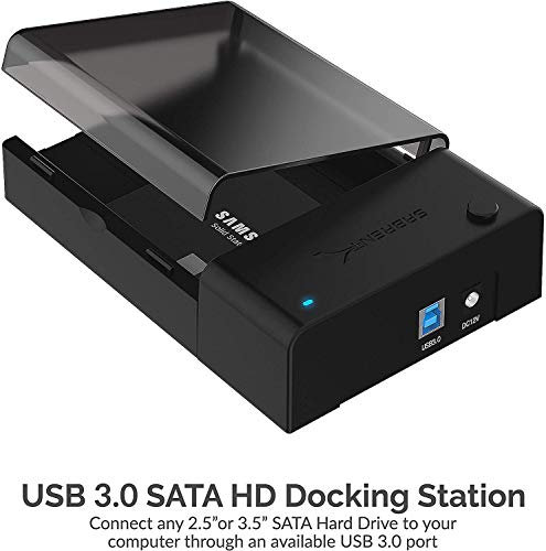 SABRENT USB 3.0 to SATA External Hard Drive Lay-Flat Docking Station for 2.5 or 3.5in HDD, SSD [Support UASP] (EC-DFLT)