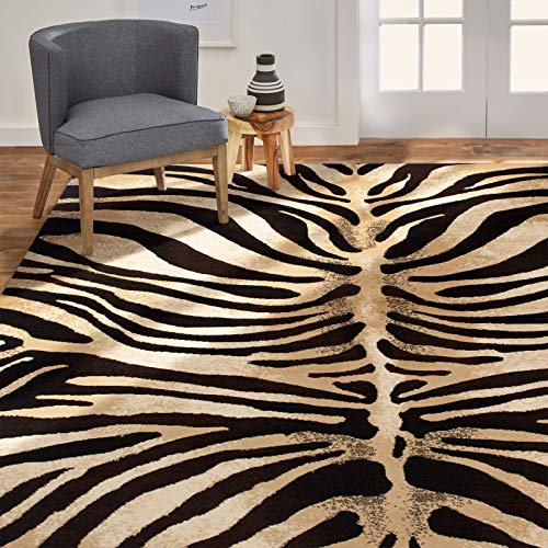 Home Dynamix Tribeca Fawn Area Rug 7'10"x10'6", Animals Black/Ivory