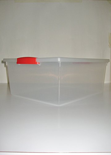 Romanoff 12 QT Clear Storage Box with Red Snap Handle. Great for Toys,Garage & Laundry Room Organization. ***Stores Kinetic Sand Perfectly!!***