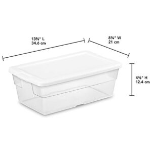 Sterilite 6 Quart Clear Plastic Stackable Storage Container Bin Box Tote with Snap-Close White Lid Organizing Solution for Home & Classroom, 24 Pack