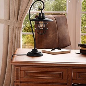 Lite Source LS-21456D/BRZ Lanterna Ii Table Lamp, 10" x 9" x 23"