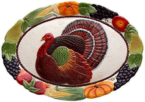 Cosmos Turkey Platter, Multicolored