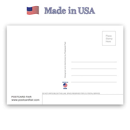 U.S. State Map Postcard Set. 50 modern post card variety pack. Illustrated postcards with maps of all fifty states of the United States of America. Made in USA.