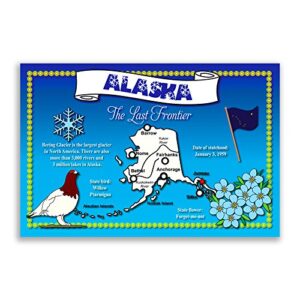 U.S. State Map Postcard Set. 50 modern post card variety pack. Illustrated postcards with maps of all fifty states of the United States of America. Made in USA.