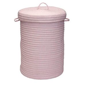 colonial mills ticking stripe solids hamper, 18" x 18" x 30", pink