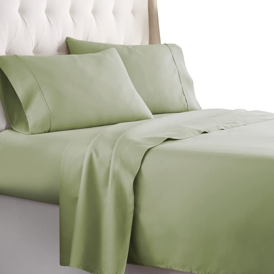 HC COLLECTION 1800 Series Bedding Sheets & Pillowcases Bed Linen Set with 16 inch Deep Pockets, Queen, Sage