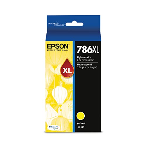 EPSON T786 DURABrite Ultra -Ink High Capacity Yellow -Cartridge (T786XL420-S) for Select Epson Workforce Printers