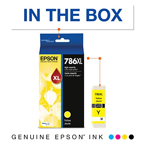 EPSON T786 DURABrite Ultra -Ink High Capacity Yellow -Cartridge (T786XL420-S) for Select Epson Workforce Printers