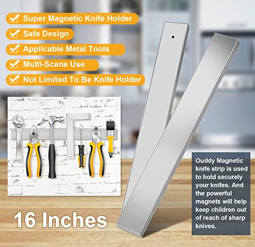 Ouddy 16 Inch Magnetic Knife Holder for Wall, Stainless Steel Knife Magnetic Strip Block Bar Rack Use as Kitchen Knife Holder, Knife Strip, Magnetic Tool Organizer, Art Supply Organizer & Home Organizer