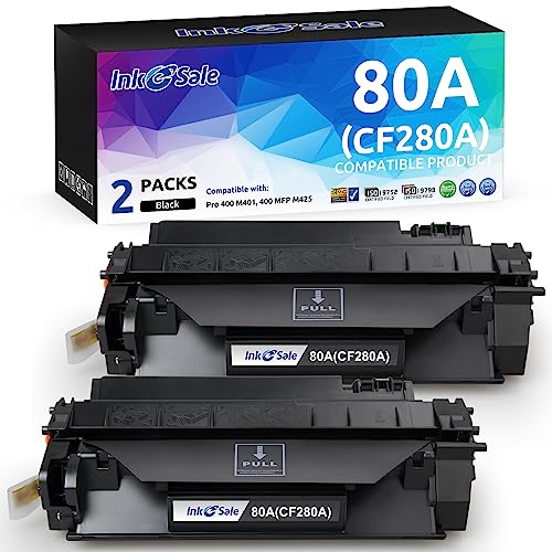 INK E-SALE Compatible 80A 05A Toner Cartridge Replacement for HP CF280A CE505A for HP LaserJet Pro 400 M401d M401dn M401n M401dw M425dn M425n M425d M425w M425dw P2055 P2055d P2055dn P2035 P2035n 2Pack