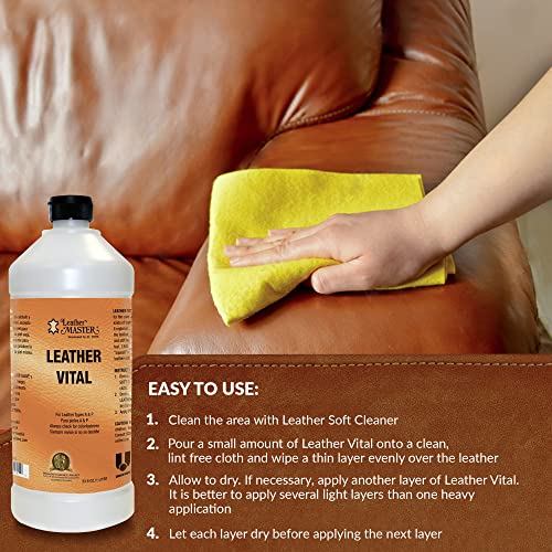 LEATHER MASTER LEATHER VITAL REVITALIZATION 1 Liter - Leather Vital Revitalization For Use on Leather Furniture, Car Interior, Apparel, Boots, Shoes, Bags, and more