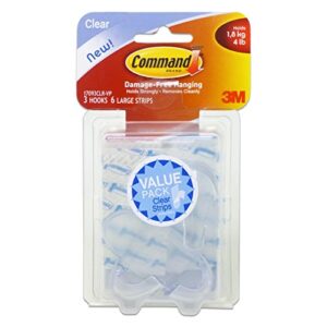 command large clear plastic hooks value pack, 3-hook, 3 large hooks