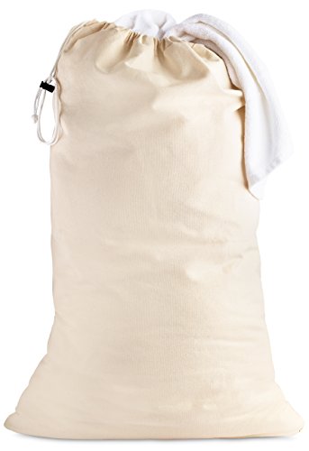 Cotton Laundry Bag, 2 Pack - 24" x 36" - Sturdy, 100% Cotton, Locking Drawstring Closure for Easy Carrying, Perfect Laundry Bag for College Students Living in Dorms, and Sorting Laundry at Home.