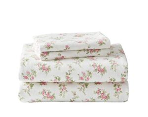 laura ashley home - queen sheets, cotton flannel bedding set, brushed for extra softness & comfort (audrey, queen)