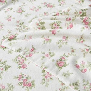 Laura Ashley Home - Queen Sheets, Cotton Flannel Bedding Set, Brushed for Extra Softness & Comfort (Audrey, Queen)