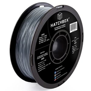 hatchbox abs 3d printer filament, dimensional accuracy +/- 0.03mm, 1 kg spool, 1.75 mm, transparent black