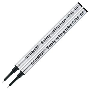 schmidt 2 pack 5285 extra fine rollerball metal refill - black ink