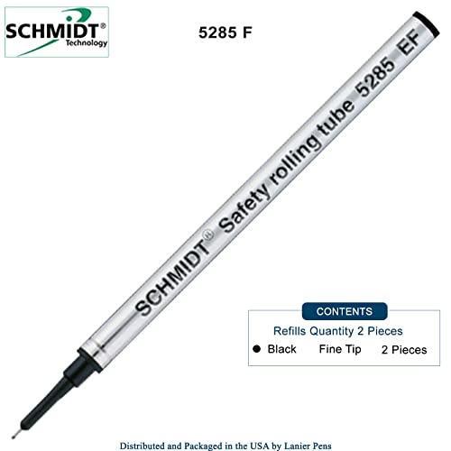 SCHMIDT 2 Pack 5285 Extra Fine Rollerball Metal Refill - Black Ink