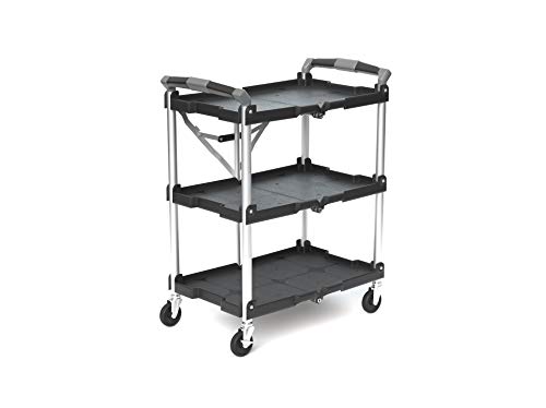 Olympia Tools 85-188 Pack-N-Roll Folding Collapsible Service Cart, Black, 50 Lb. Load Capacity per Shelf