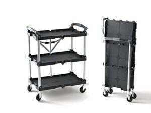 olympia tools 85-188 pack-n-roll folding collapsible service cart, black, 50 lb. load capacity per shelf