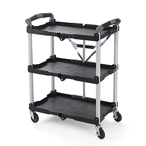 Olympia Tools 85-188 Pack-N-Roll Folding Collapsible Service Cart, Black, 50 Lb. Load Capacity per Shelf