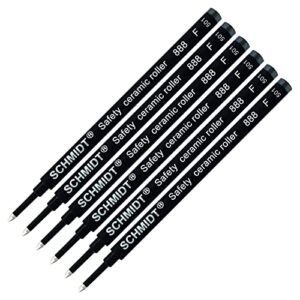 6 pack - schmidt 888 rollerball refill black fine tip