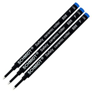 3 pack - blue fine tip schmidt 888 rollerball refill