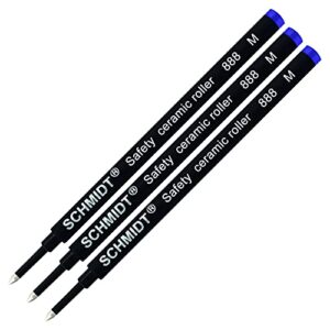 3 pack - blue-schmidt 888 medium rollerball refill