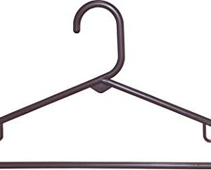 Brown Plastic Tubular Top Hanger with Fixed Bar, Space Saving Tube Hangers with Hooks for Hanging Straps (Set of 36) by The Great American Hanger Company