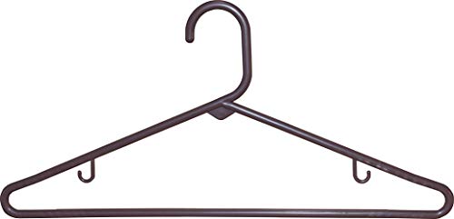 Brown Plastic Tubular Top Hanger with Fixed Bar, Space Saving Tube Hangers with Hooks for Hanging Straps (Set of 36) by The Great American Hanger Company