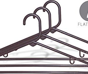 Brown Plastic Tubular Top Hanger with Fixed Bar, Space Saving Tube Hangers with Hooks for Hanging Straps (Set of 36) by The Great American Hanger Company